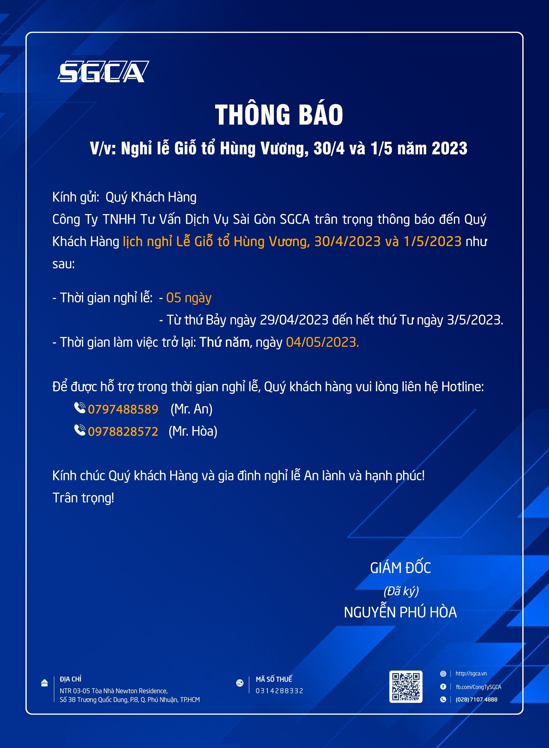 CÔNG TY TNHH TƯ VẤN DỊCH VỤ SÀI GÒN SGCA